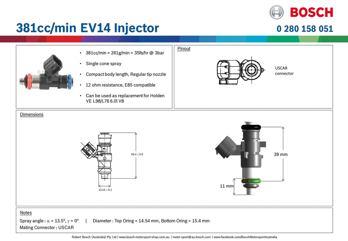 Bosch 381cc/min EV14 Injector – CI Performance Parts