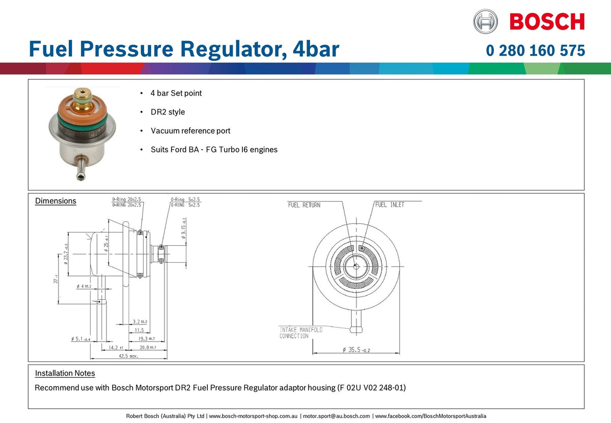 Bosch Fuel Pressure Regulator, 4bar – CI Performance Parts